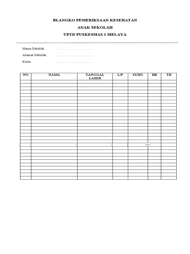 Blangko Pemeriksaan Kesehatan | PDF