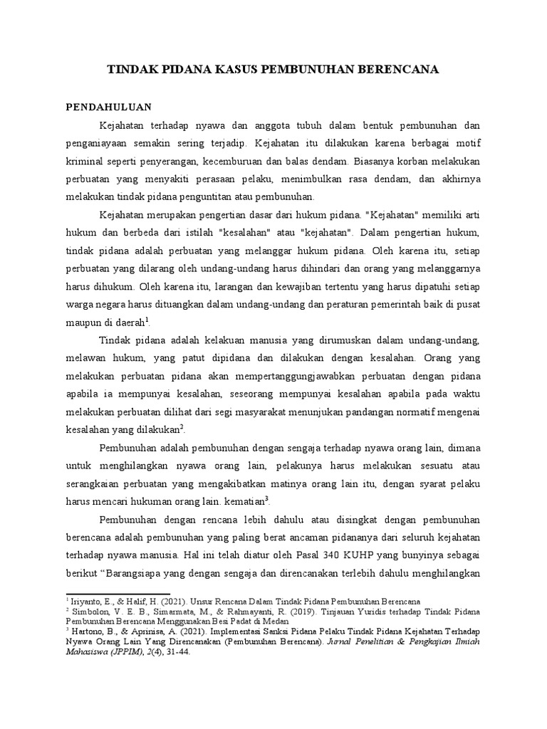 TINDAK PIDANA KASUS PEMBUNUHAN BERENCANA | PDF