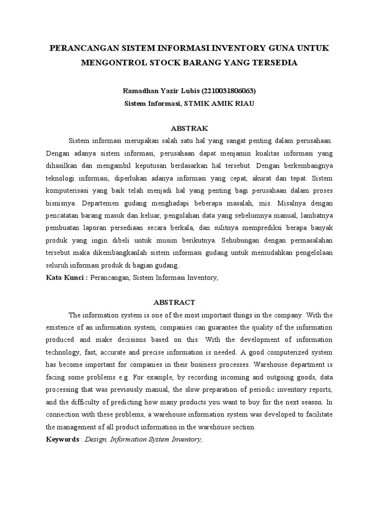Perancangan Sistem Informasi Inventory Guna Untuk Mengontrol Stock ...