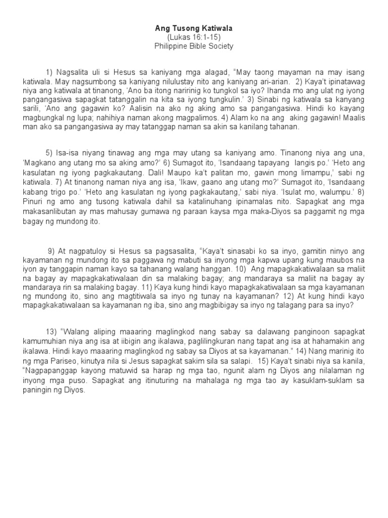 Ang Tusong Katiwala | PDF