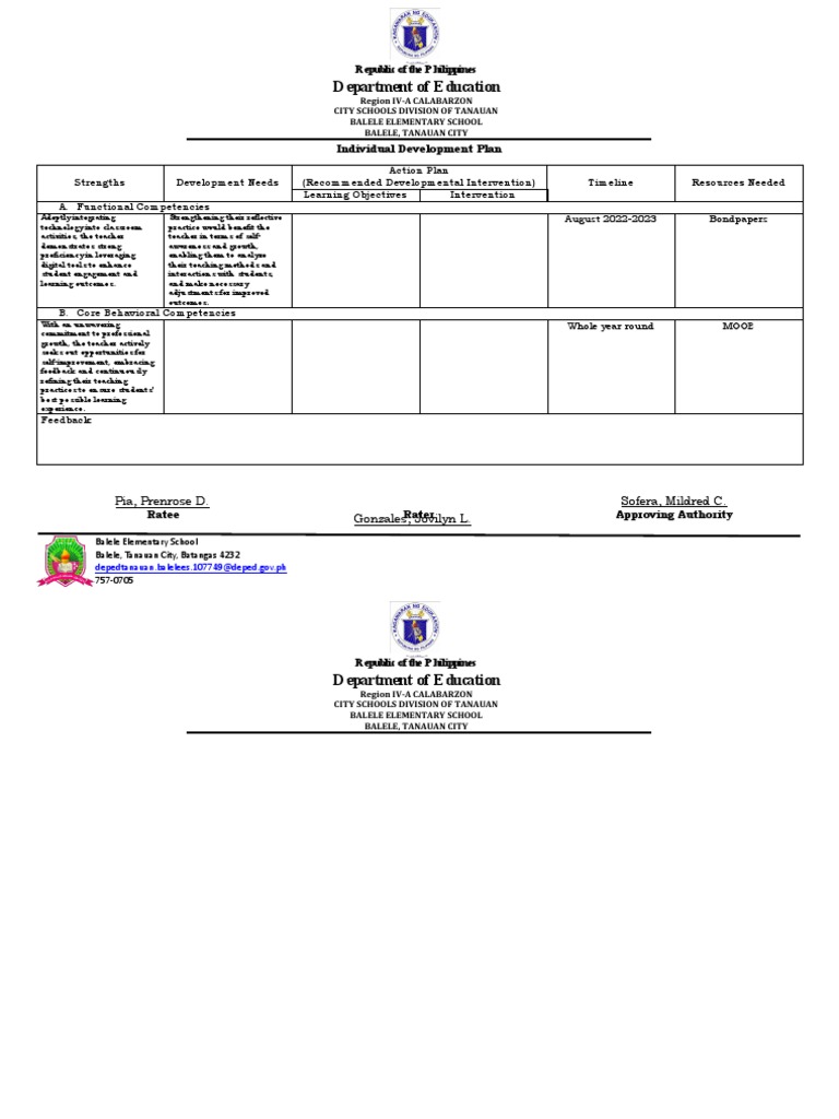 Individual Development Plan | PDF | Teachers | Behavioural Sciences
