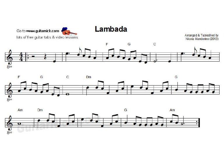 Lambada Easy Guitar Sheet | PDF