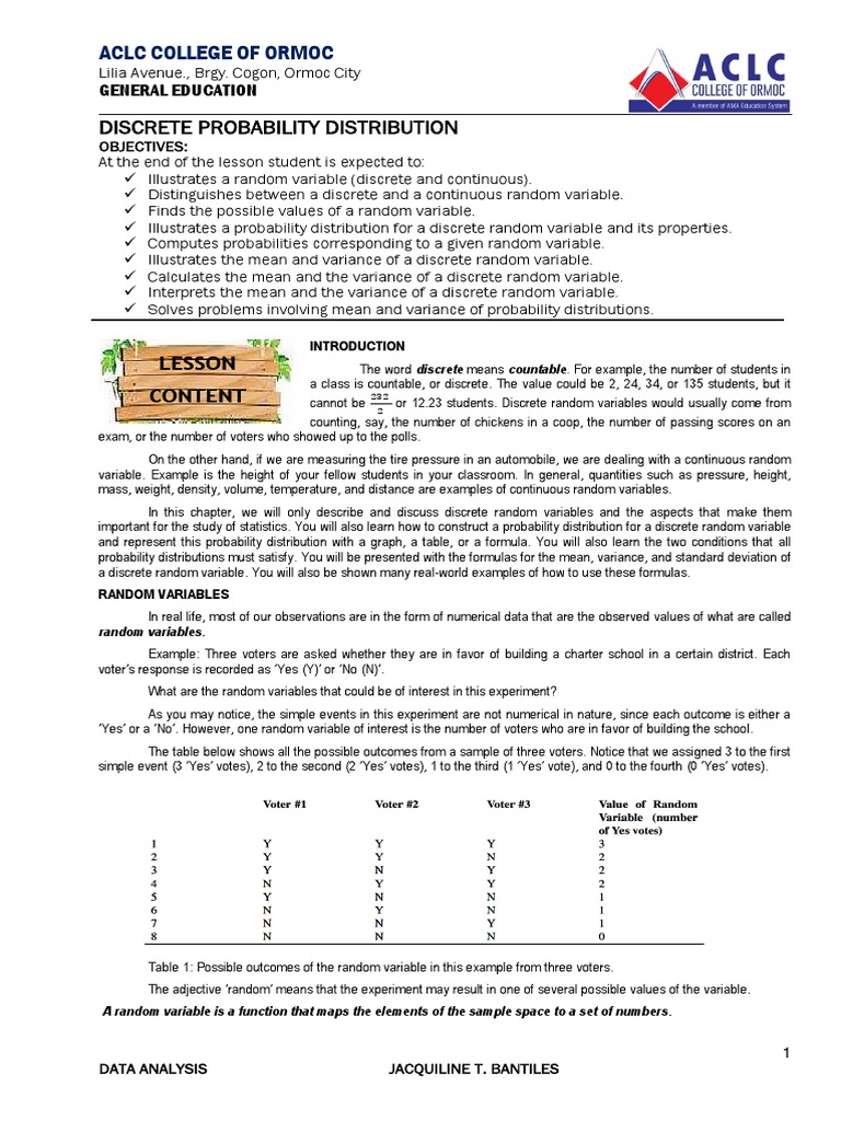 Discrete Probability Distribution Guide | PDF | Probability ...