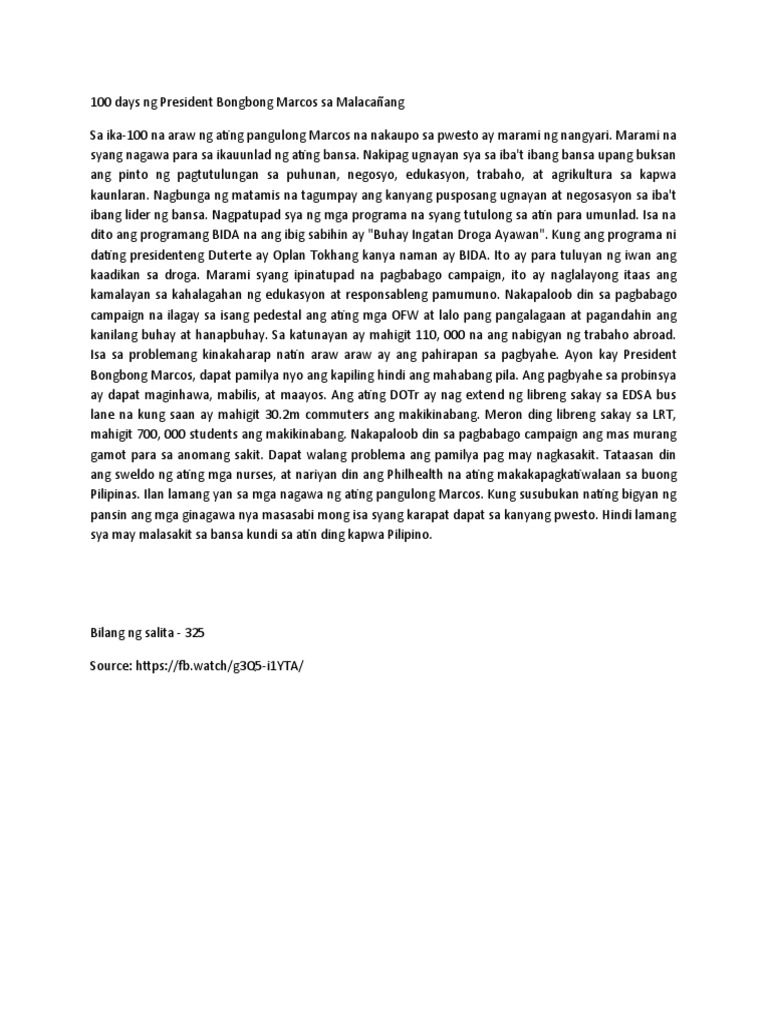 Isang Daang Araw NG Pangulo | PDF