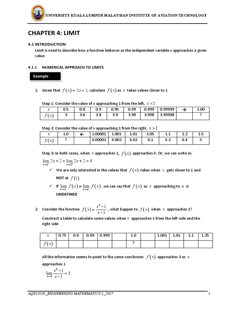 Chapter 4 Limit Pdf Limit Mathematics Function Mathematics 