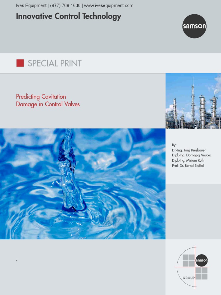 Predicting Cavitation Damage in Control Valves Samson Ives Equipment ...