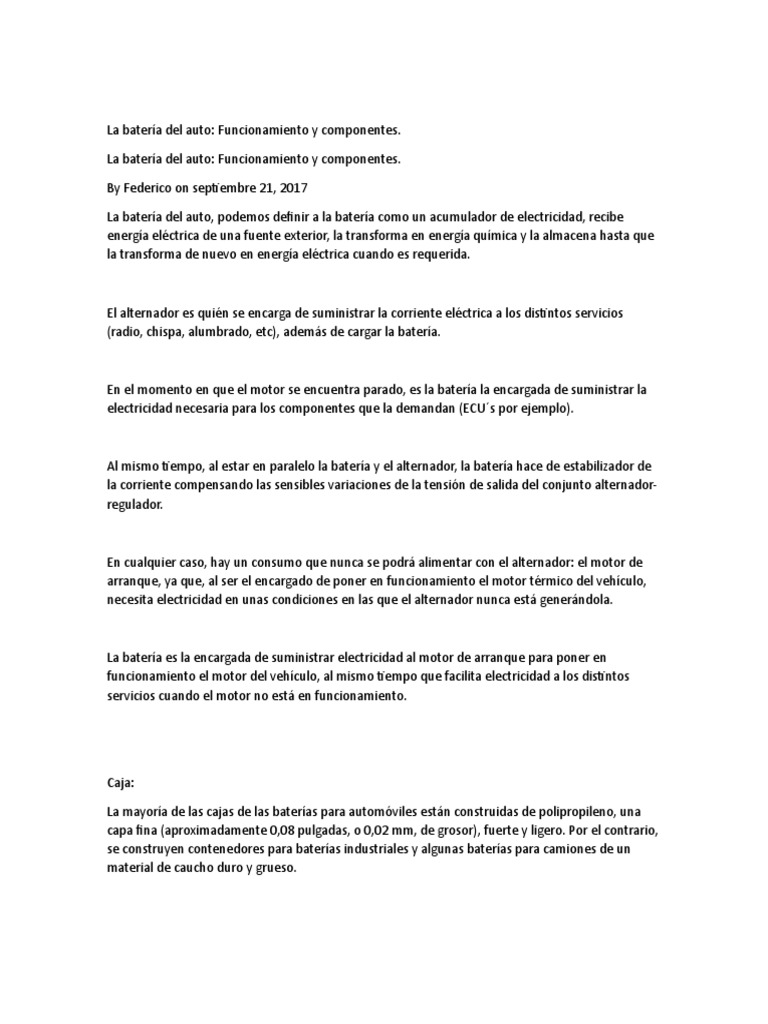 Informe Tegnico Bateria | PDF