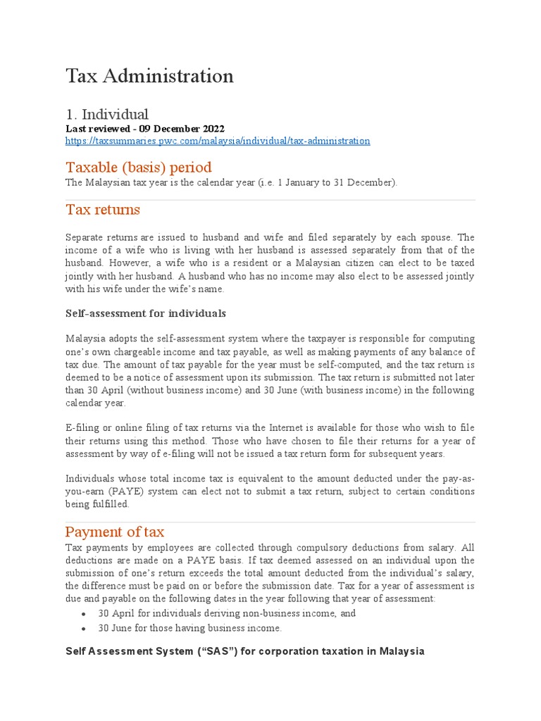 Tax Administration: 1. Individual | PDF | Taxes | Payments