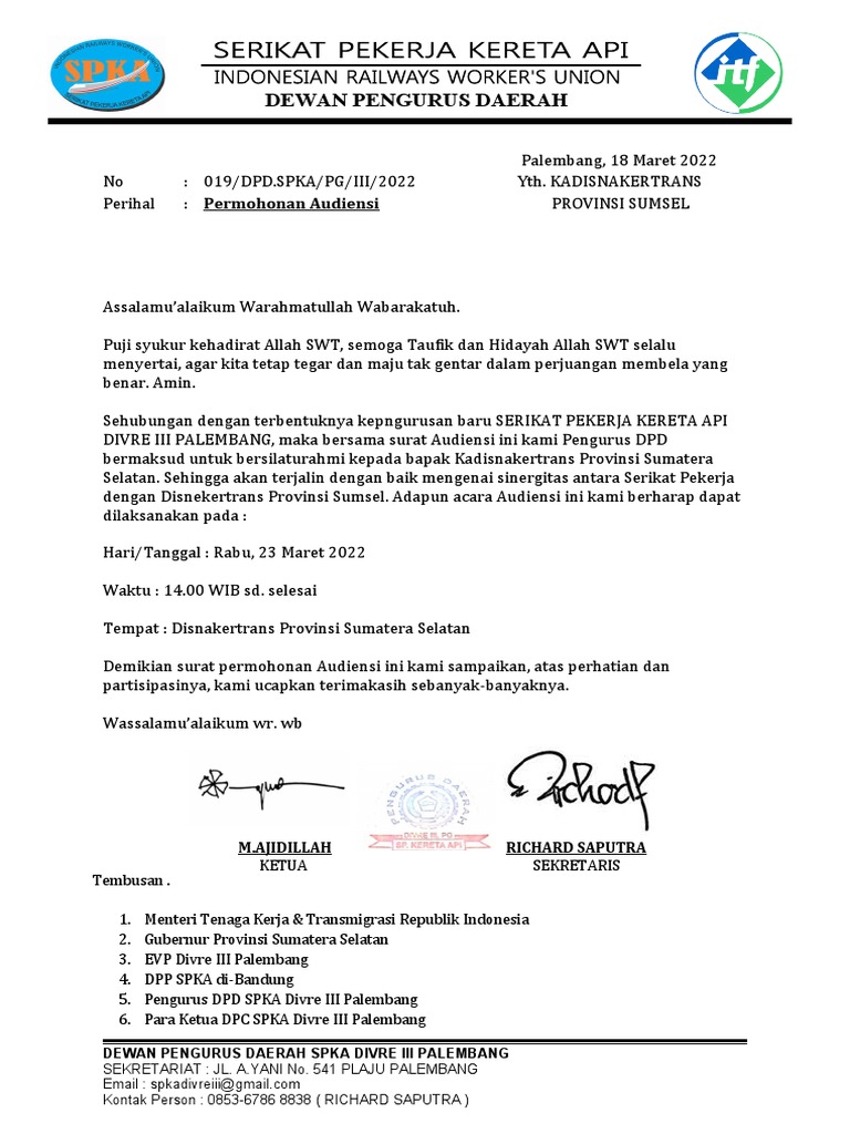 Surat Audiensi DPD Spka | PDF