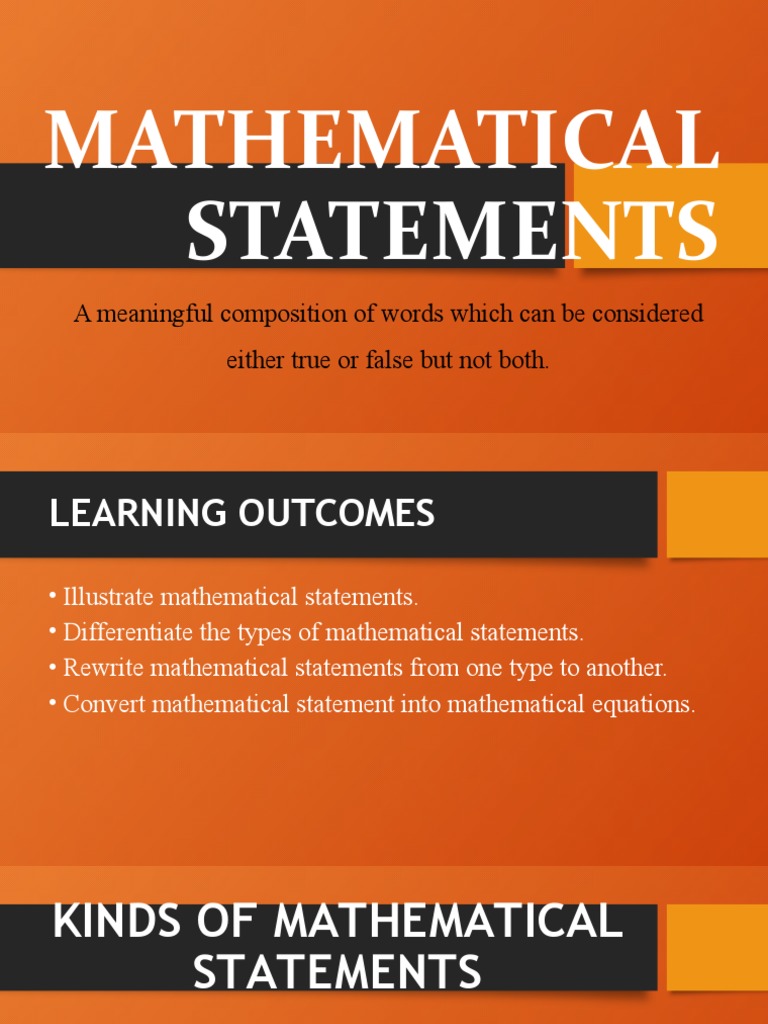 Mathematical Statements | PDF | Numbers | Variable (Mathematics)