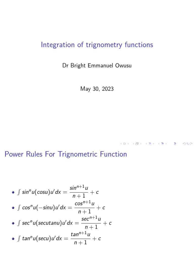 Trignometry Integration | PDF