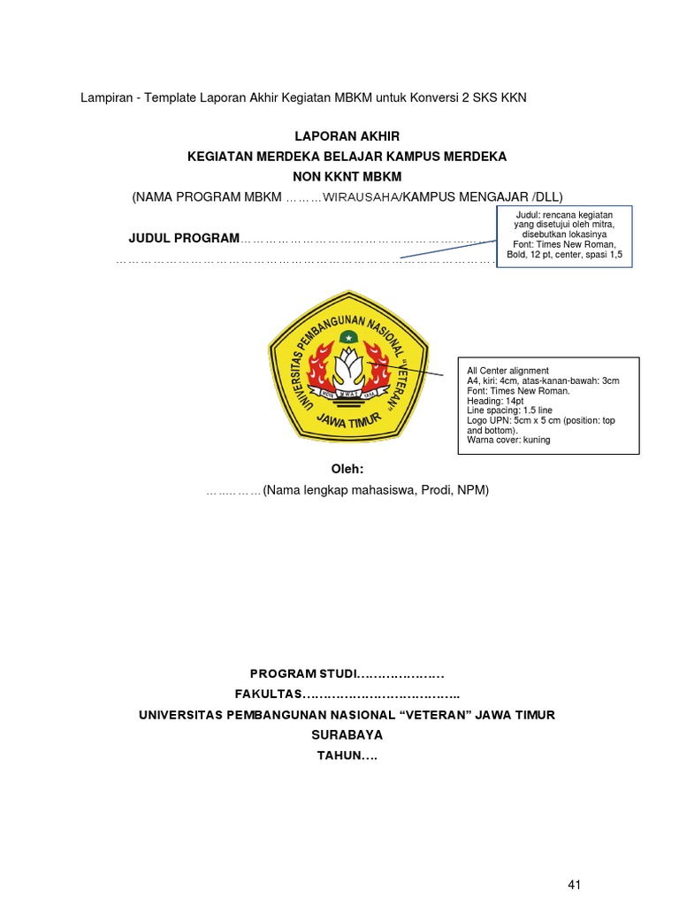 Cover Laporan Akhir MBKM Non KKNT | PDF