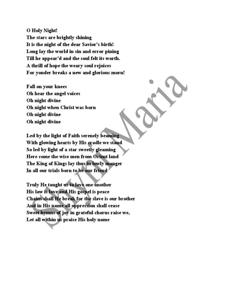 O Holy Night Lyrics and Themes | PDF