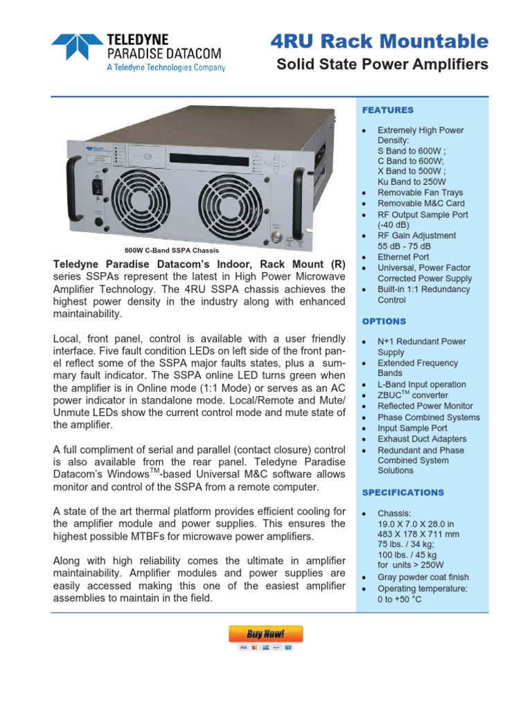 Paradise Datacom 4RU X Band Rack Mounted SSPA System | PDF