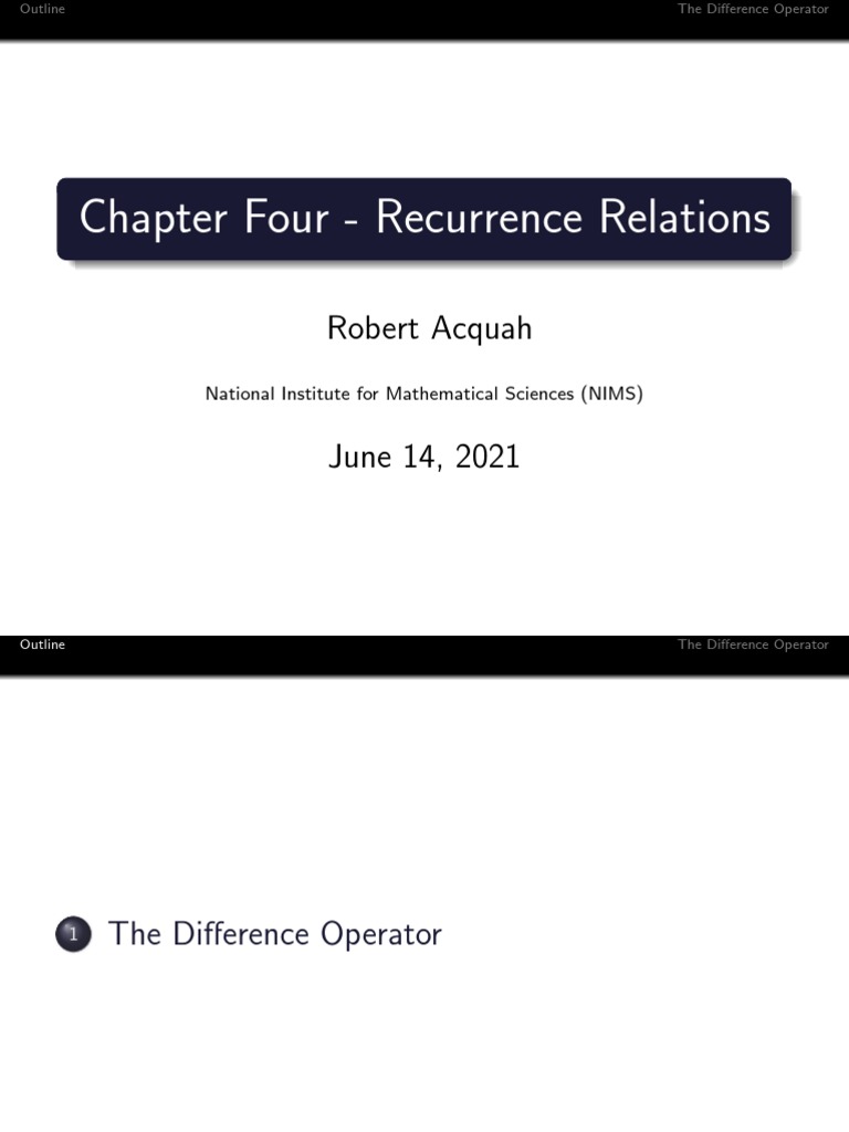 Difference Operator and Recurrence Relations | PDF