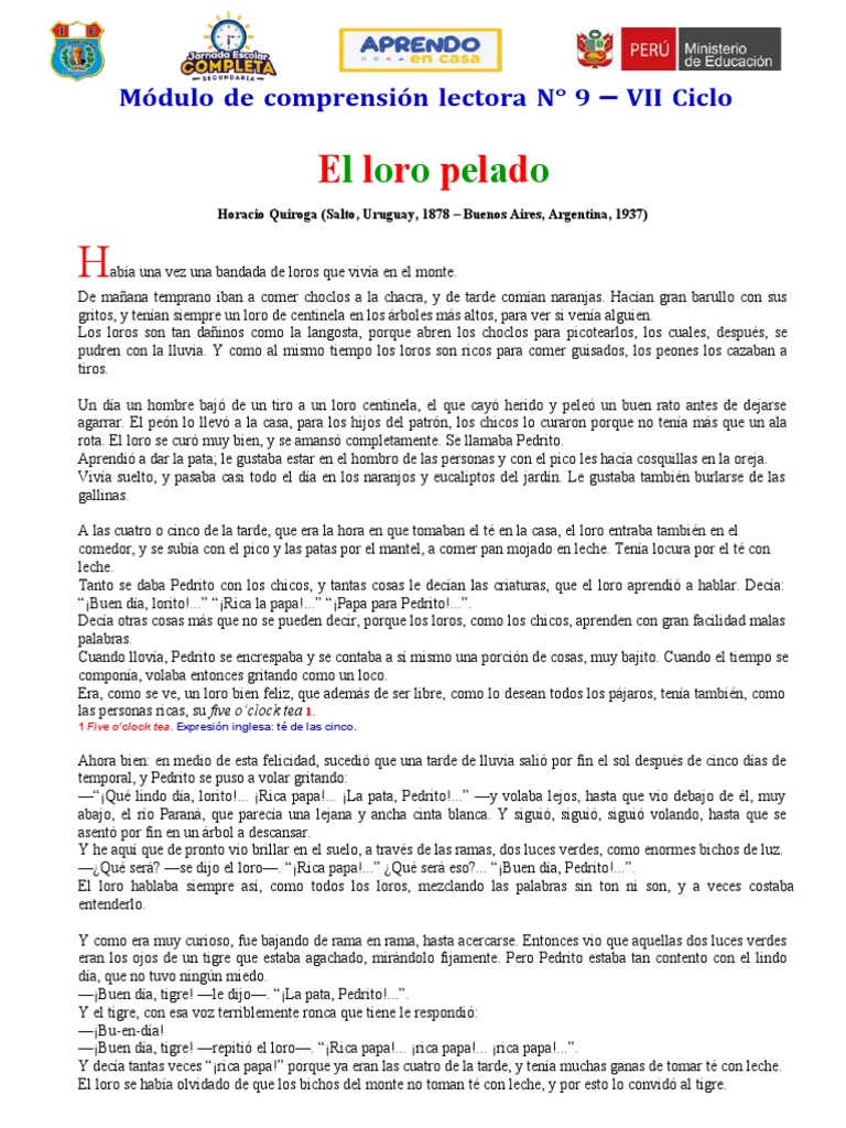 9.el Loro Pelado - Horacio Quiroga | PDF