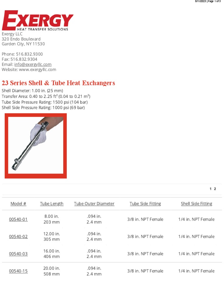 23 Series Shell & Tube Heat Exchangers | PDF