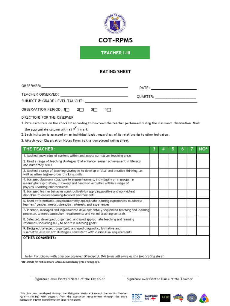 CO Rating Sheet (9 Indicators) | PDF