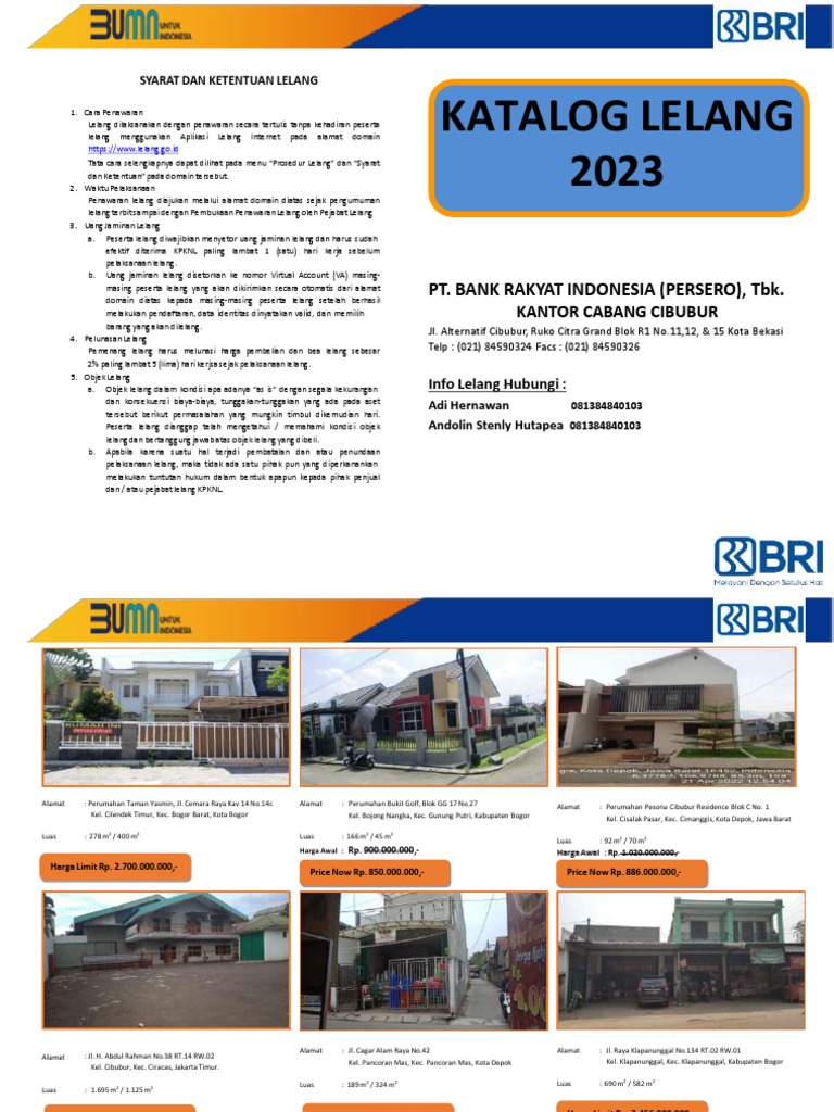 Katalog Lelang BRI Cibubur. | PDF