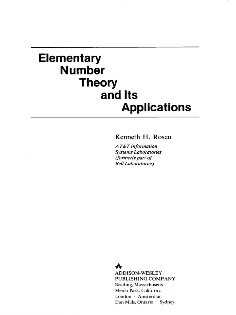 Rosen - Elementary Number Theory and Its Applications | PDF Rosen - Elementary Number Theory and Its Applications | PDF