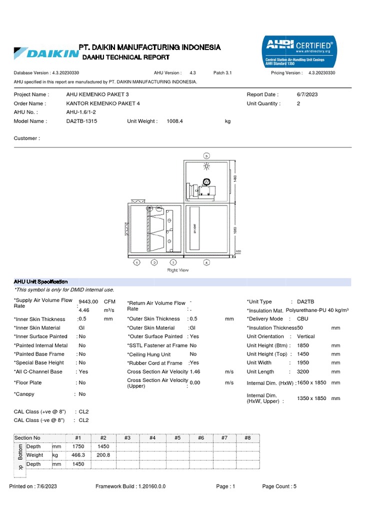Technical - AHU-1.6 - 1-2 - DA2TB-1315 | PDF