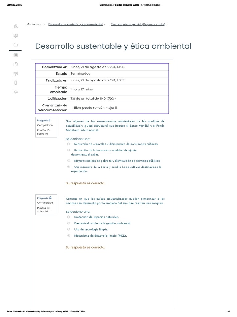 Examen Primer Parcial (Segunda Vuelta) - Revisión Del Intento | PDF