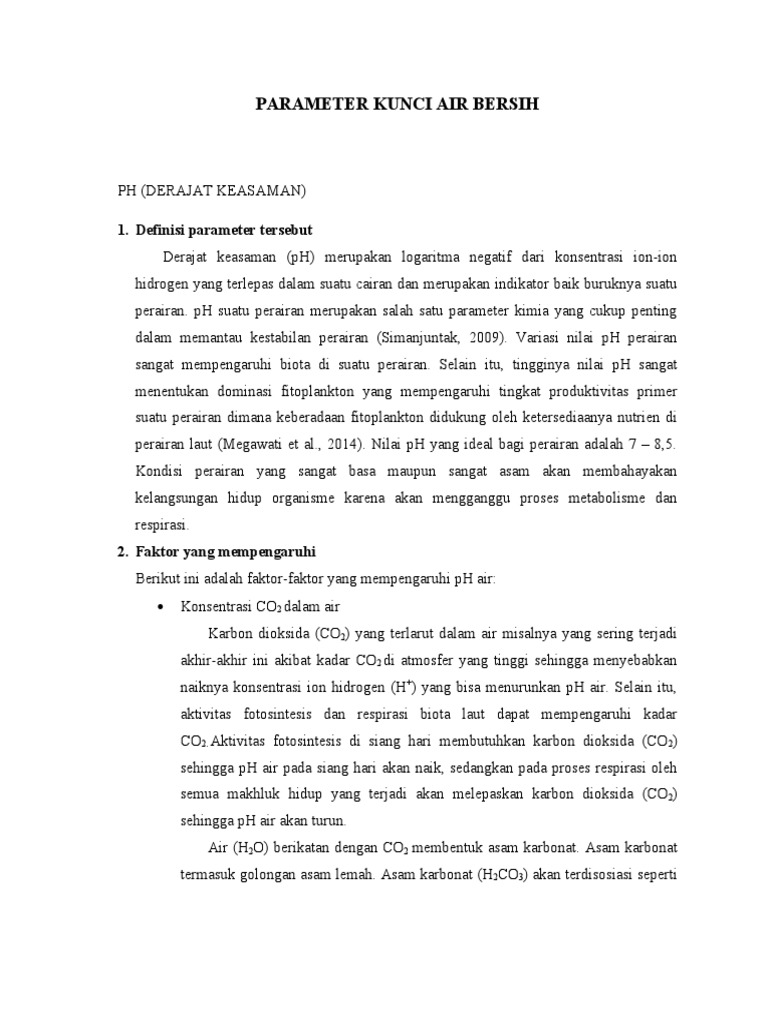 Parameter Kualitas Air Bersih: pH, Suhu, DHL | PDF