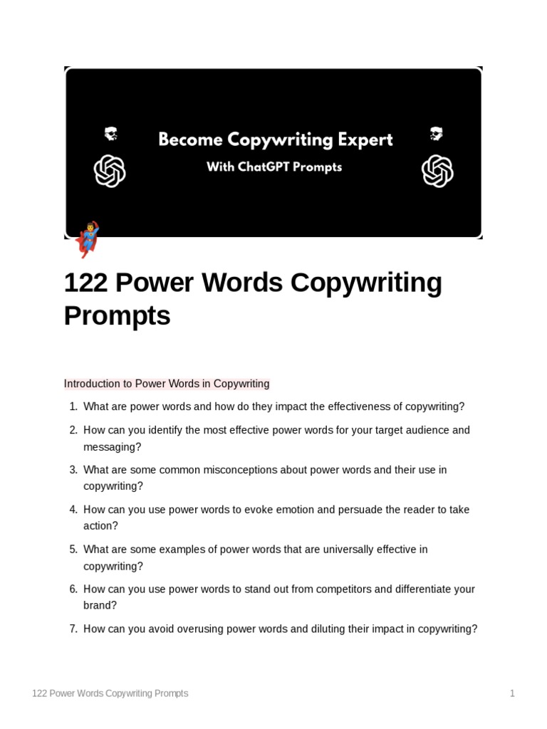 122 Copywriting Power Words Guide | PDF