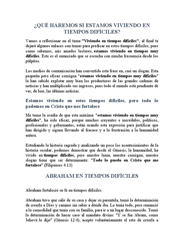 Qué Haremos Si Estamos Viviendo en Tiempos Difíciles | PDF | Jesús ...