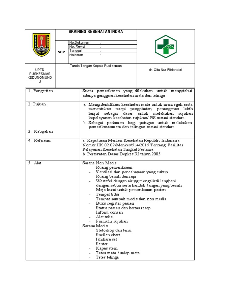 Pdf-Sop-Kesehatan-Indera EDIT | PDF