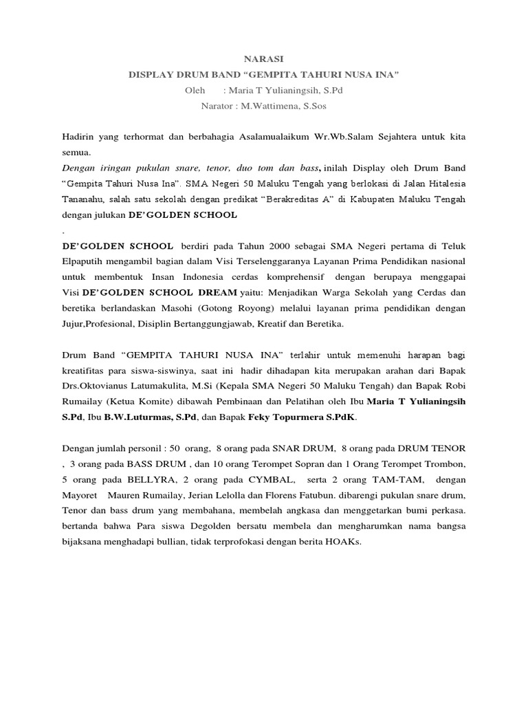 Narasi Display Drumband | PDF