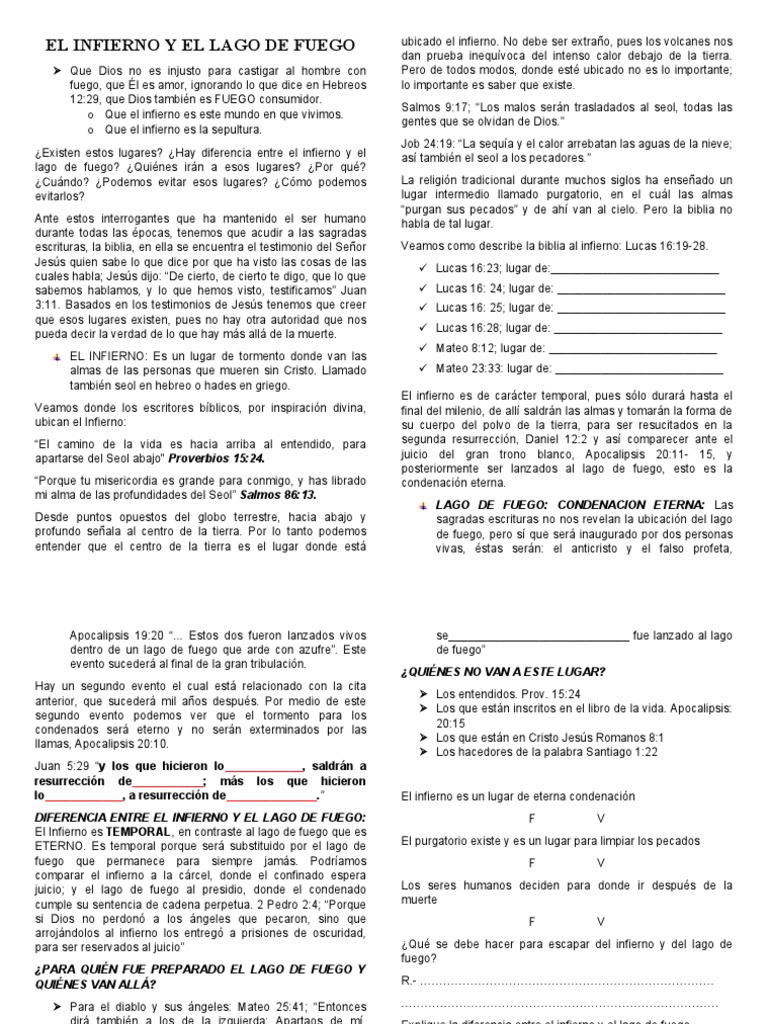 El Infierno y El Lago de Fuego | PDF