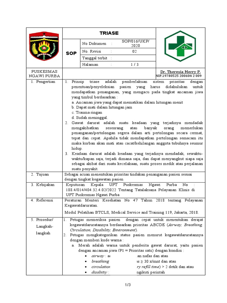 SOP TRIASE Rev3 - 1 | PDF
