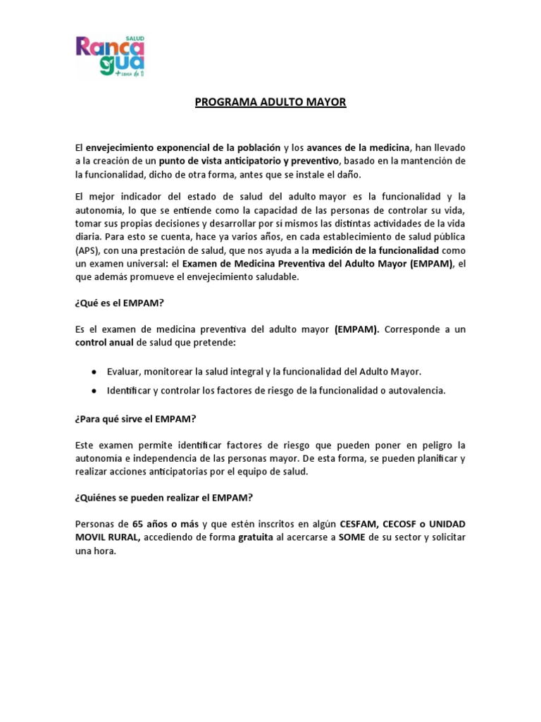 PROGRAMA ADULTO MAYOR Modificado | PDF
