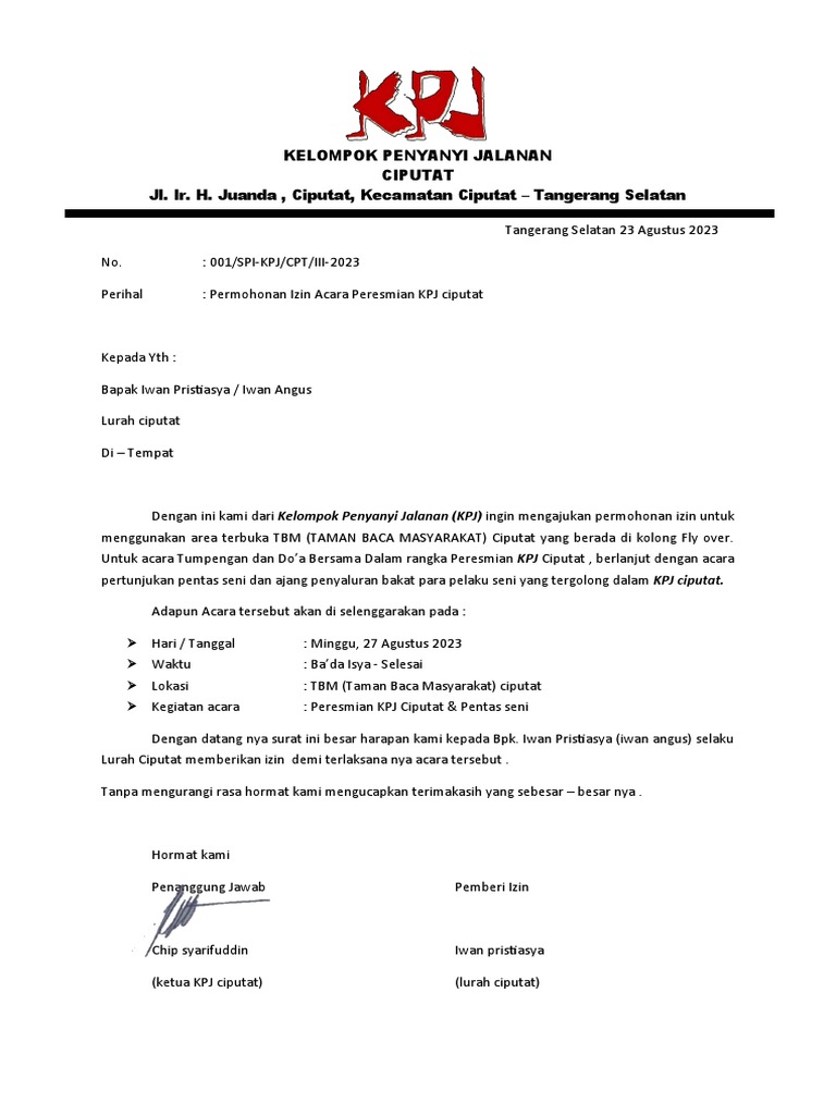 Izin KPJ Tangerang Selatan 23 Agustus 2023 | PDF