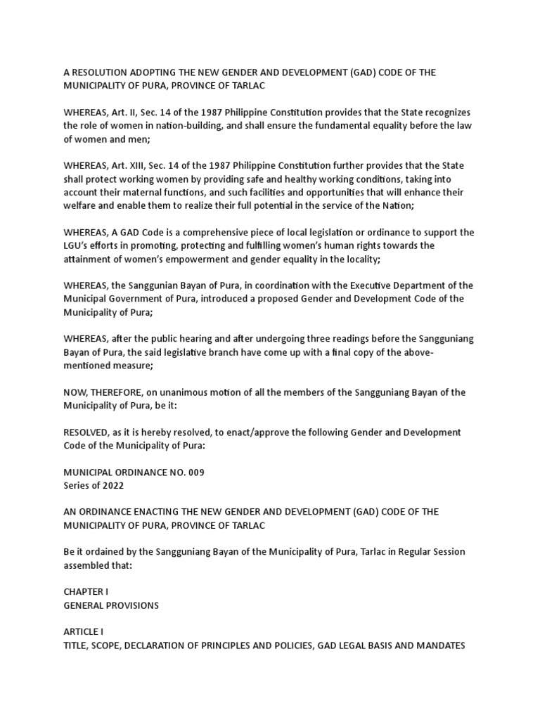 GAD Code Working Document | PDF | Rape | Sexism