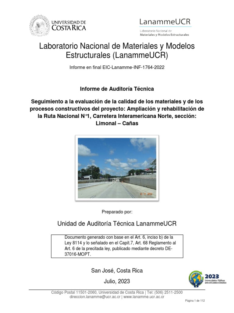 Informe Final EIC Lanamme INF 1764 2022 | PDF