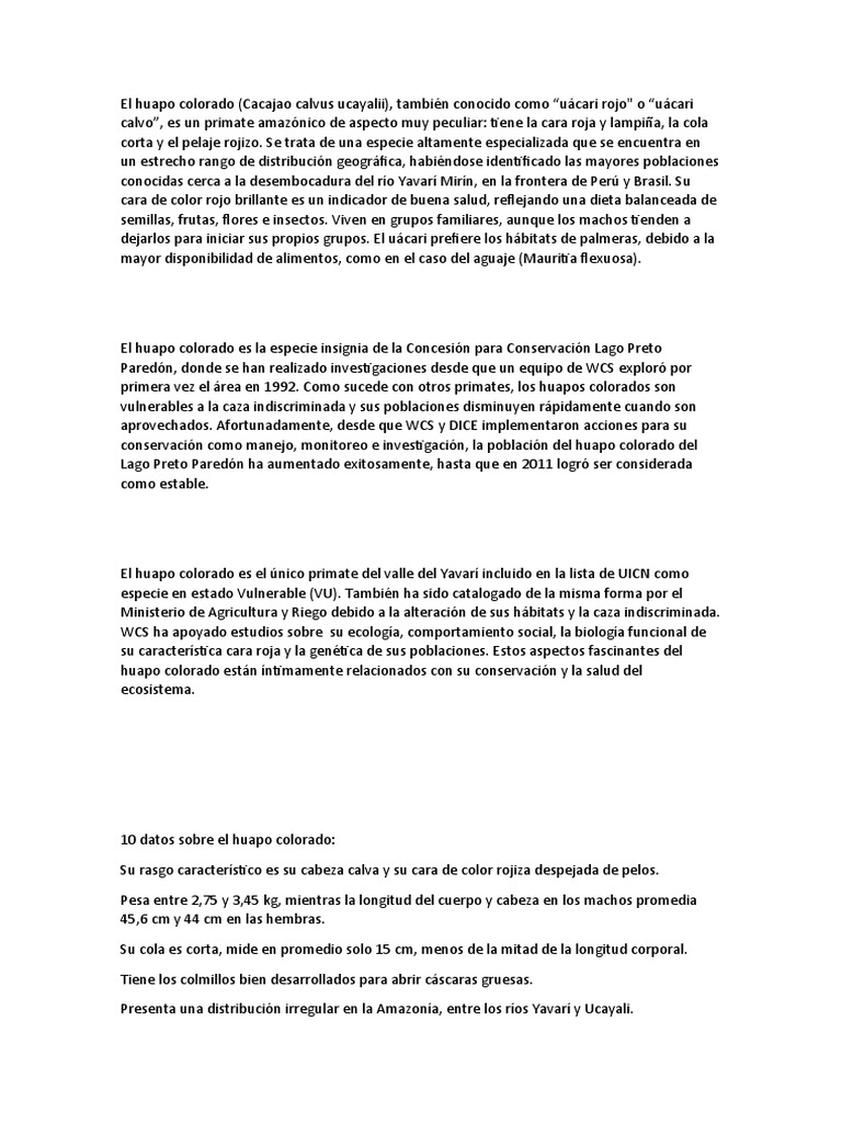 Hábitat y conservación del huapo colorado | PDF