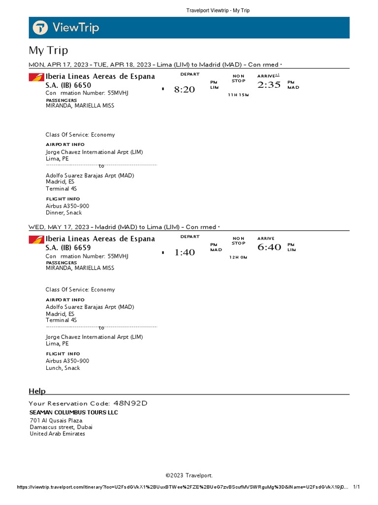 Mariella Itinerario - Iberia Airlines | PDF