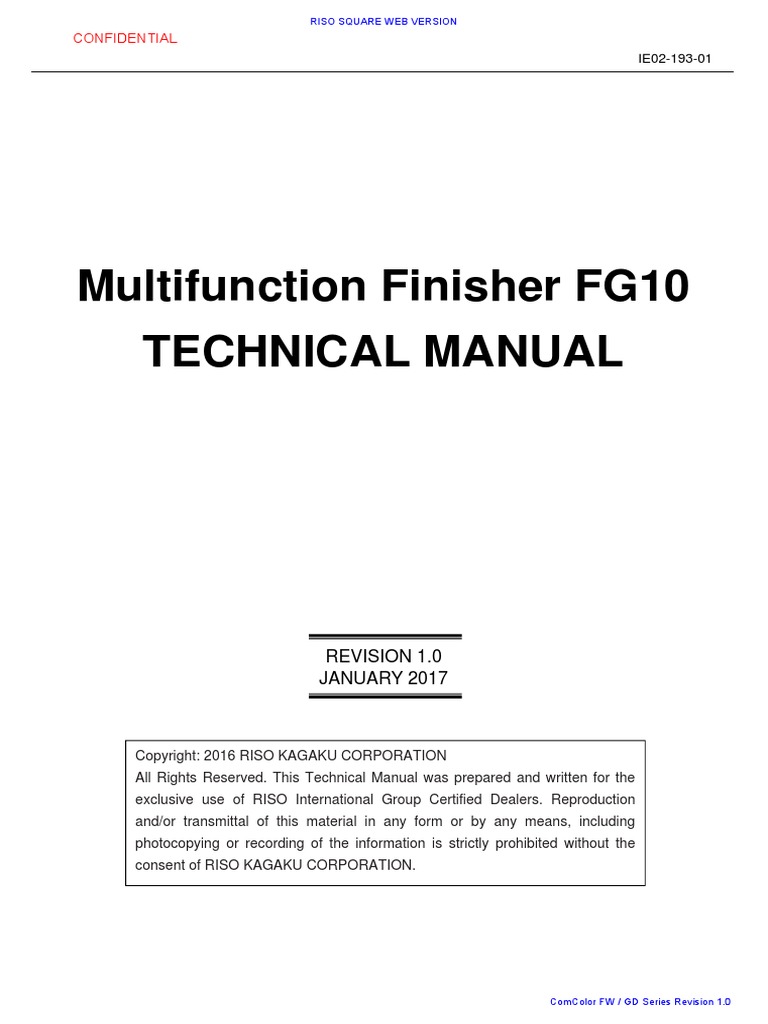 Multifunction Finisher FG10 - Rev1.0 | PDF