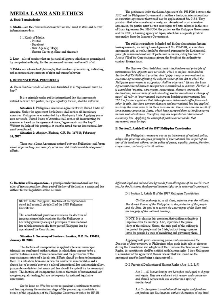 Media Laws and Ethics Reviewer | Download Free PDF | International Law ...