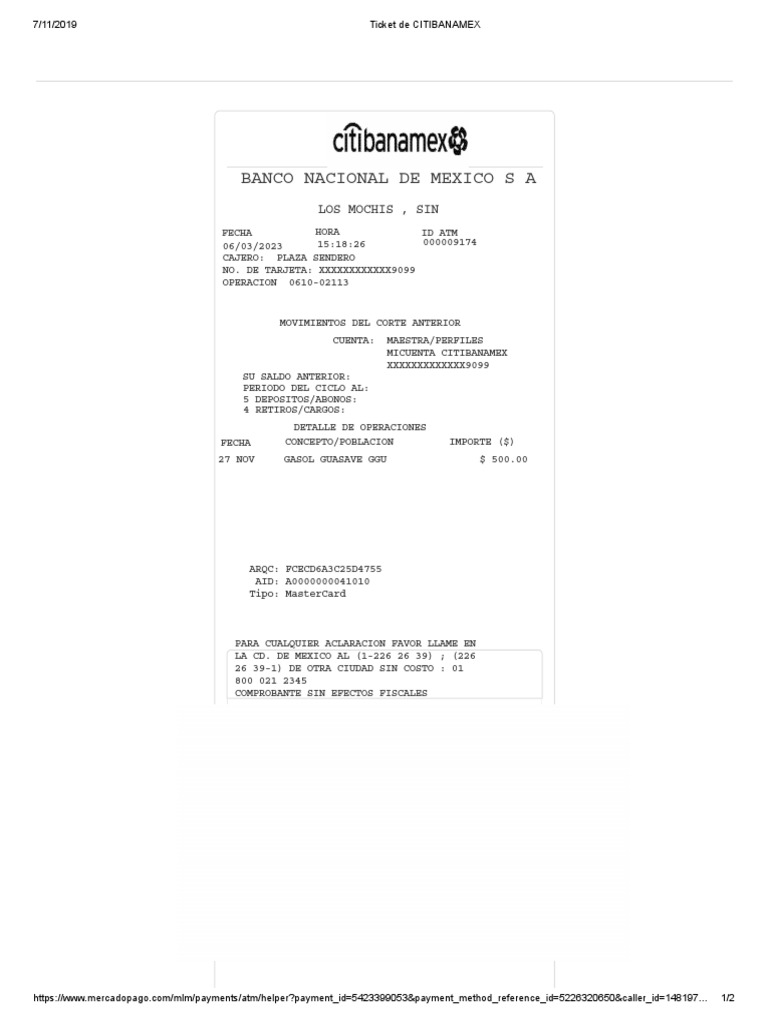 434556535 Ticket de Citibanamex(1) | PDF
