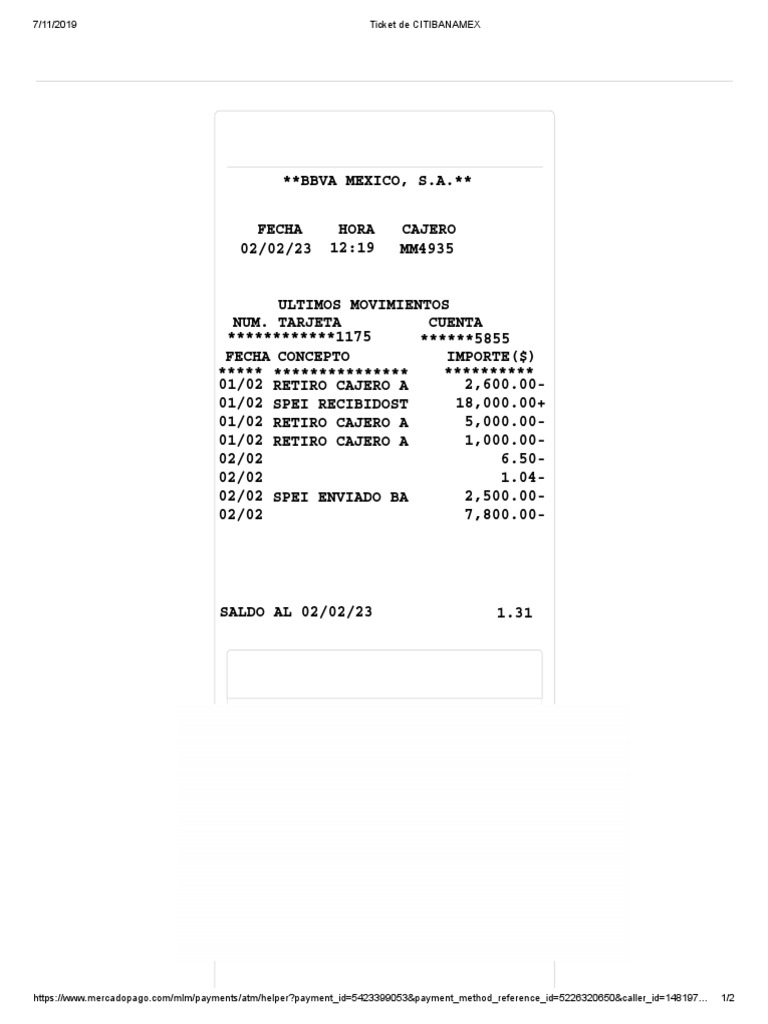 Ticket Bancomer | PDF