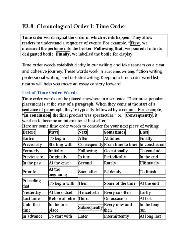 E2.8-9. Chronological Order- Students-new | PDF