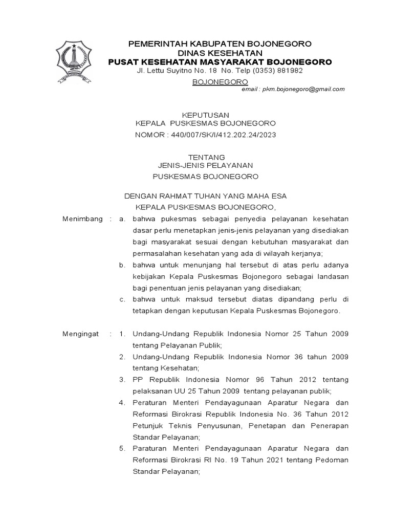1.1.1. Ep.2. SK Jenis Jenis Pelayanan | PDF | Kesehatan Holistik | Sains & Matematika