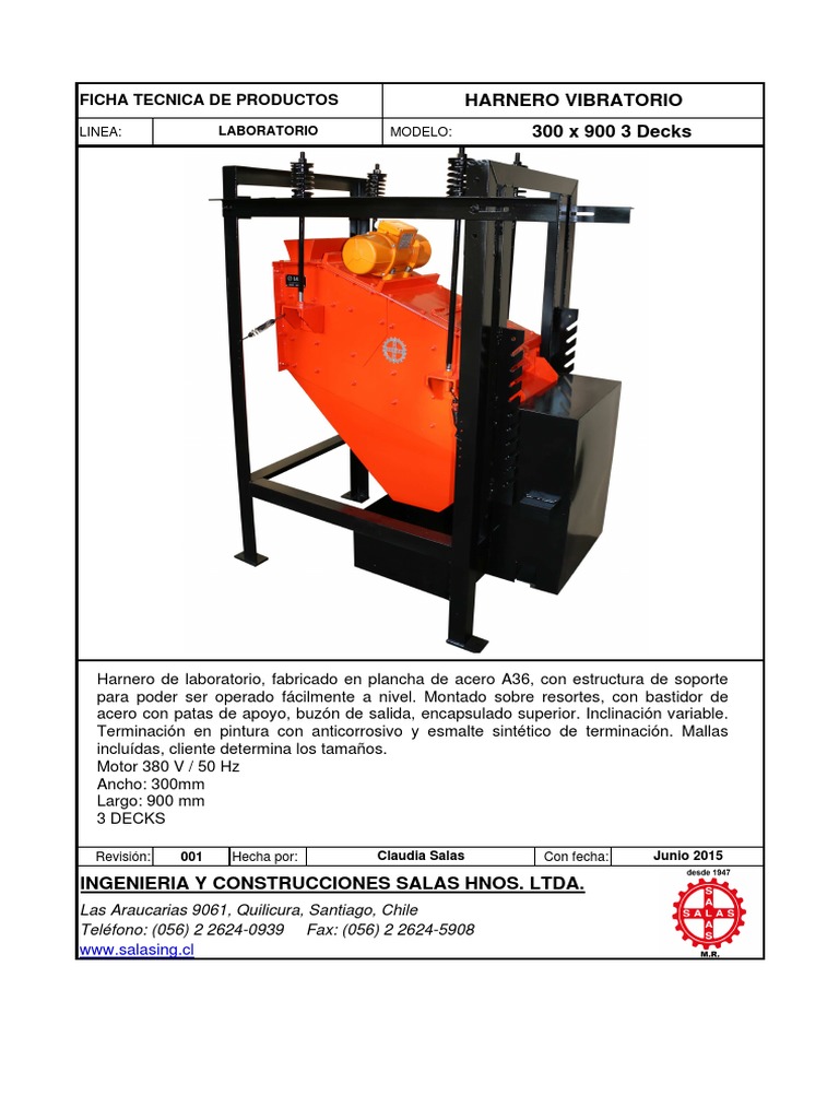 Ficha Harnero 300x900 | PDF