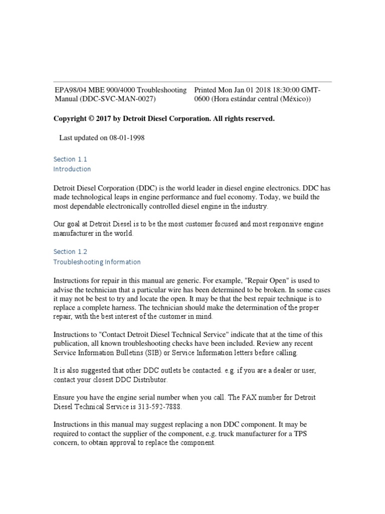 EPA98 Y 04 MBE 900.4000 Troubleshooting Manual DDC-SVC-MAN-0027(1 ...
