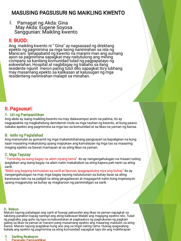 Masusing Pagsusuri NG Maikling Kwento | PDF