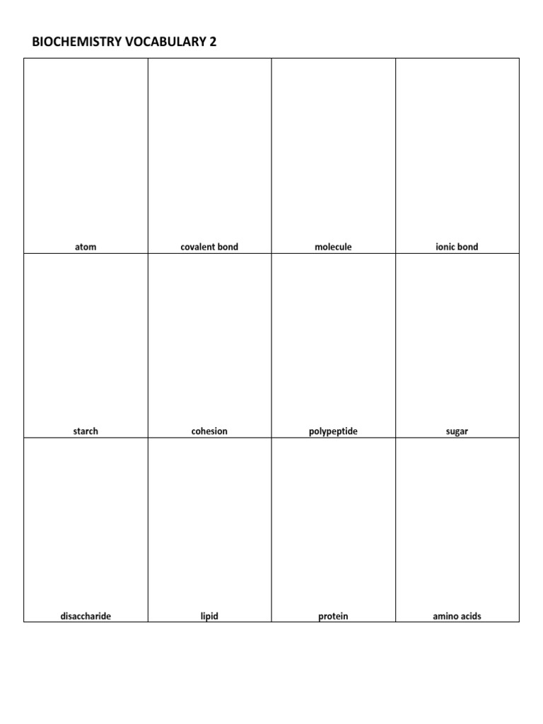 Biochemistry Vocabulary Worksheet 2 | PDF | Wellness | Technology ...