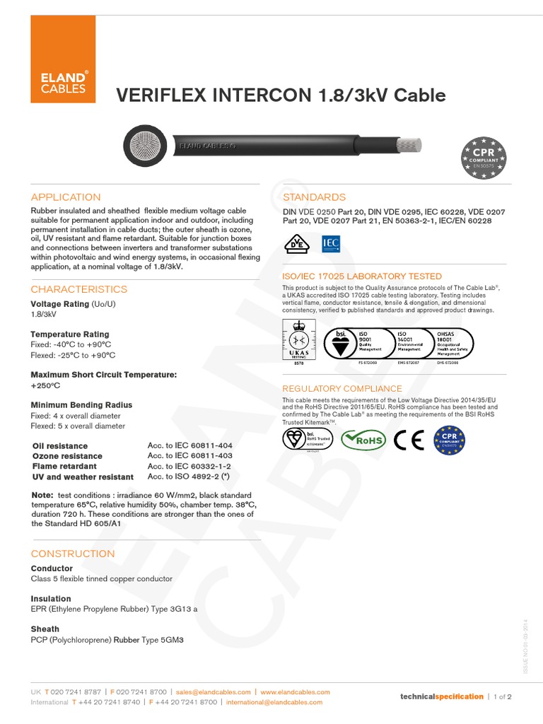 Veriflex Intercon 1.8-3kV Cable - 1 | PDF | Electrical Engineering ...